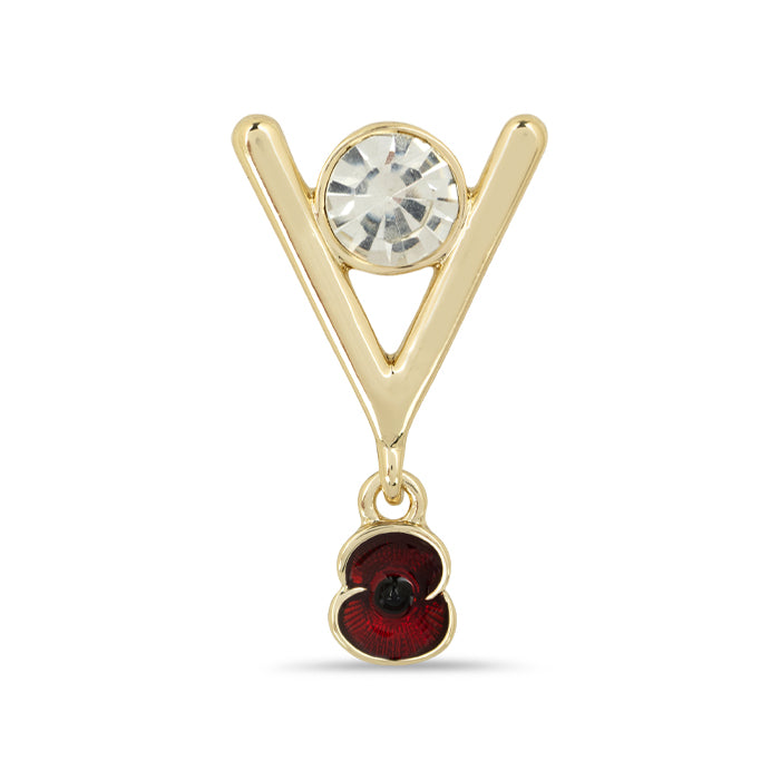 Victory 80 Crystal Poppy Pin | Poppy Shop UK