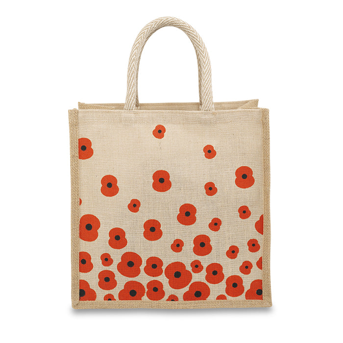 Falling Poppies Medium Juco Bag | Poppy Shop UK
