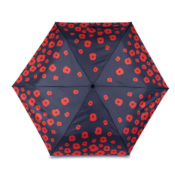 Falling Poppies rPET Compact Umbrella | Poppy Shop UK