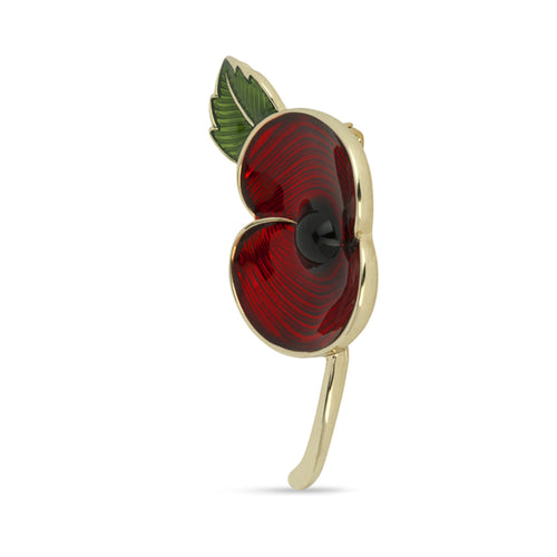 Ripples of Remembrance Poppy Stem Gold Tone Brooch – Poppy Shop UK