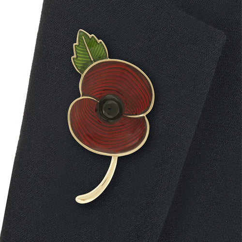Ripples of Remembrance Poppy Stem Gold Tone Brooch – Poppy Shop UK
