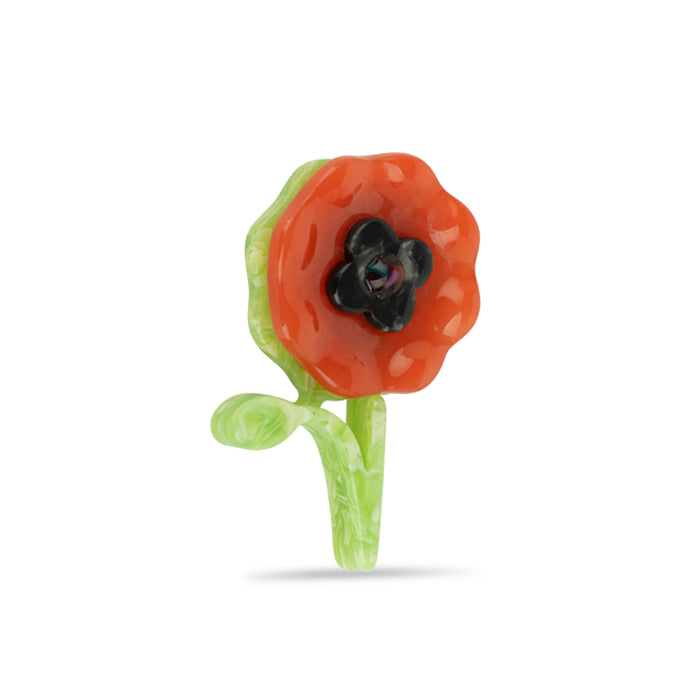 Resin Poppy with Stem Brooch | Poppy Shop UK